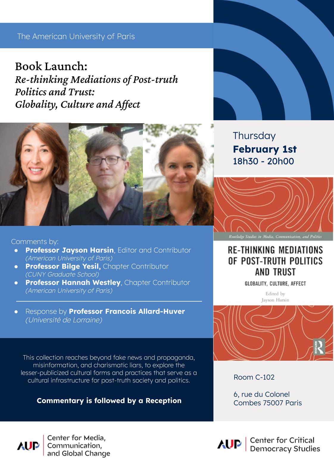 Book Launch: Re-thinking Mediations of Post-truth Politics and Trust ...